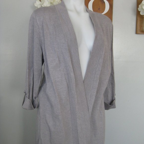 Laura Ashley | Sweaters | Laura Ashley Grey Open Front Cardigan | Poshmark